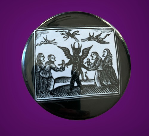 Witchy Wood Block Style Satanic Devil Art Button Pin Pinback | eBay