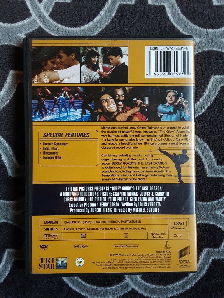 THE LAST DRAGON DVD - 1985 - TAIMAK - VANITY - JULIUS J. CARRY III ...
