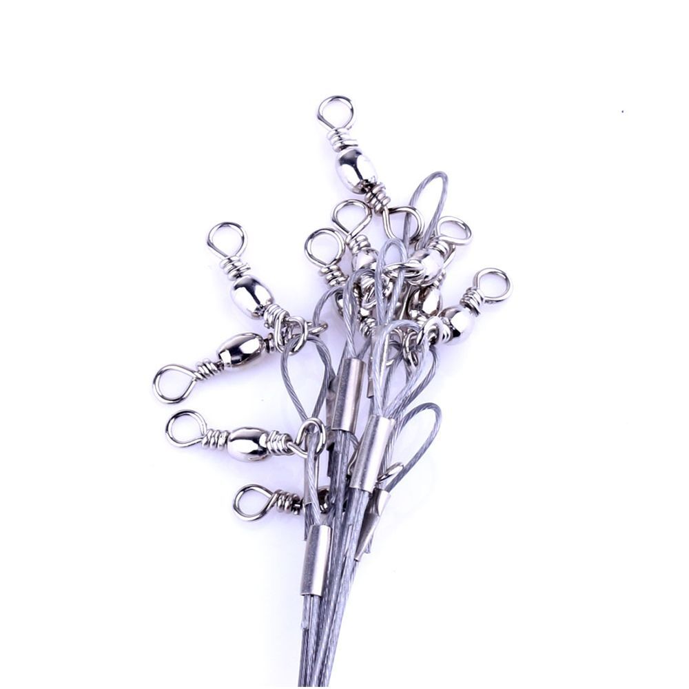 Rolling Swivels Safety Snaps Rope Wire Fishing Wire Line Leader Trace ...