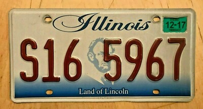 ILLINOIS LAND OF LINCOLN AUTO PASSENGER GRAPHIC LICENSE PLATE " S 16 ...