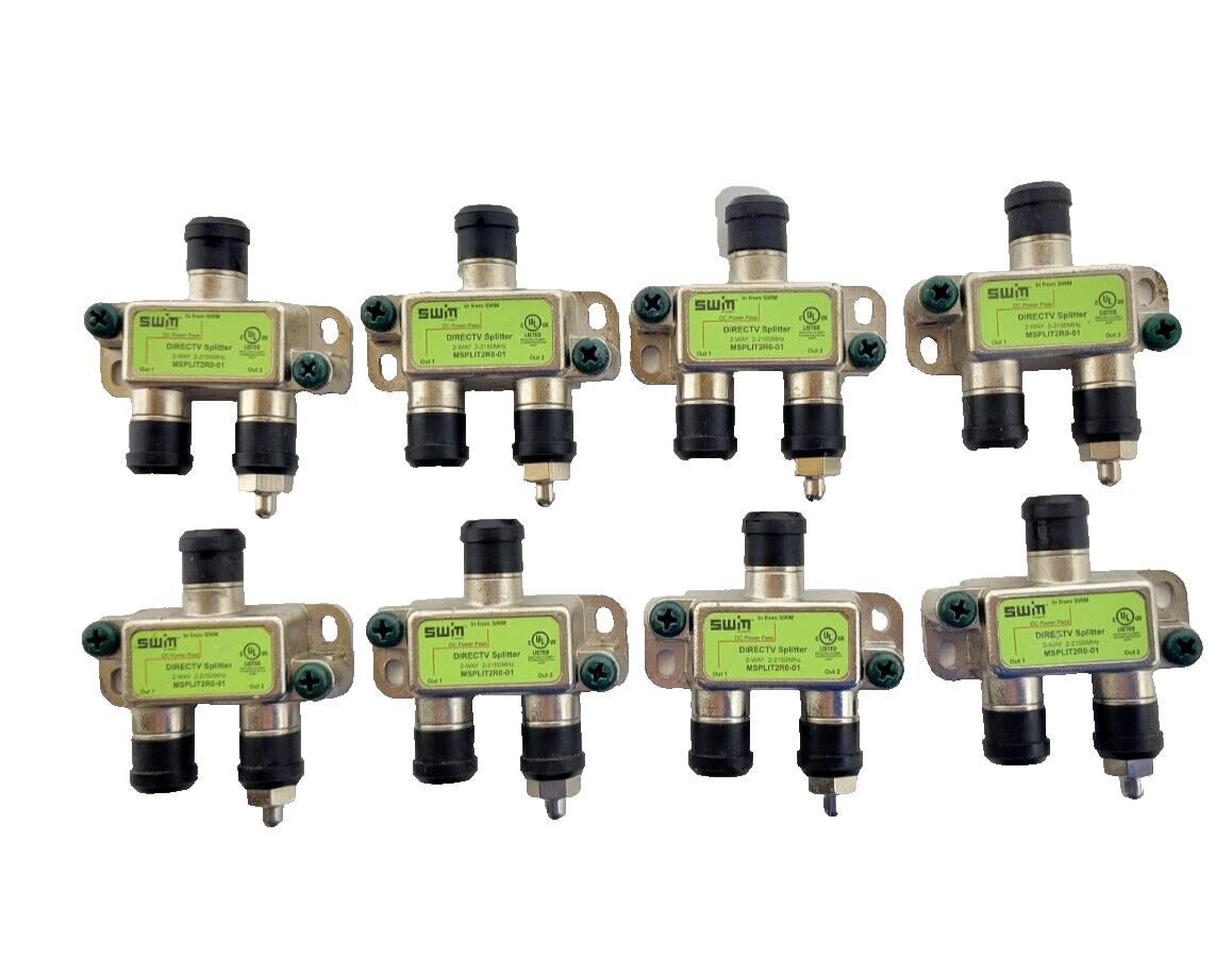 LOT OF 8 DirecTV 2 Way SWM Green Splitter MSPLIT2R0-01 SWiM 2Way MRV ...