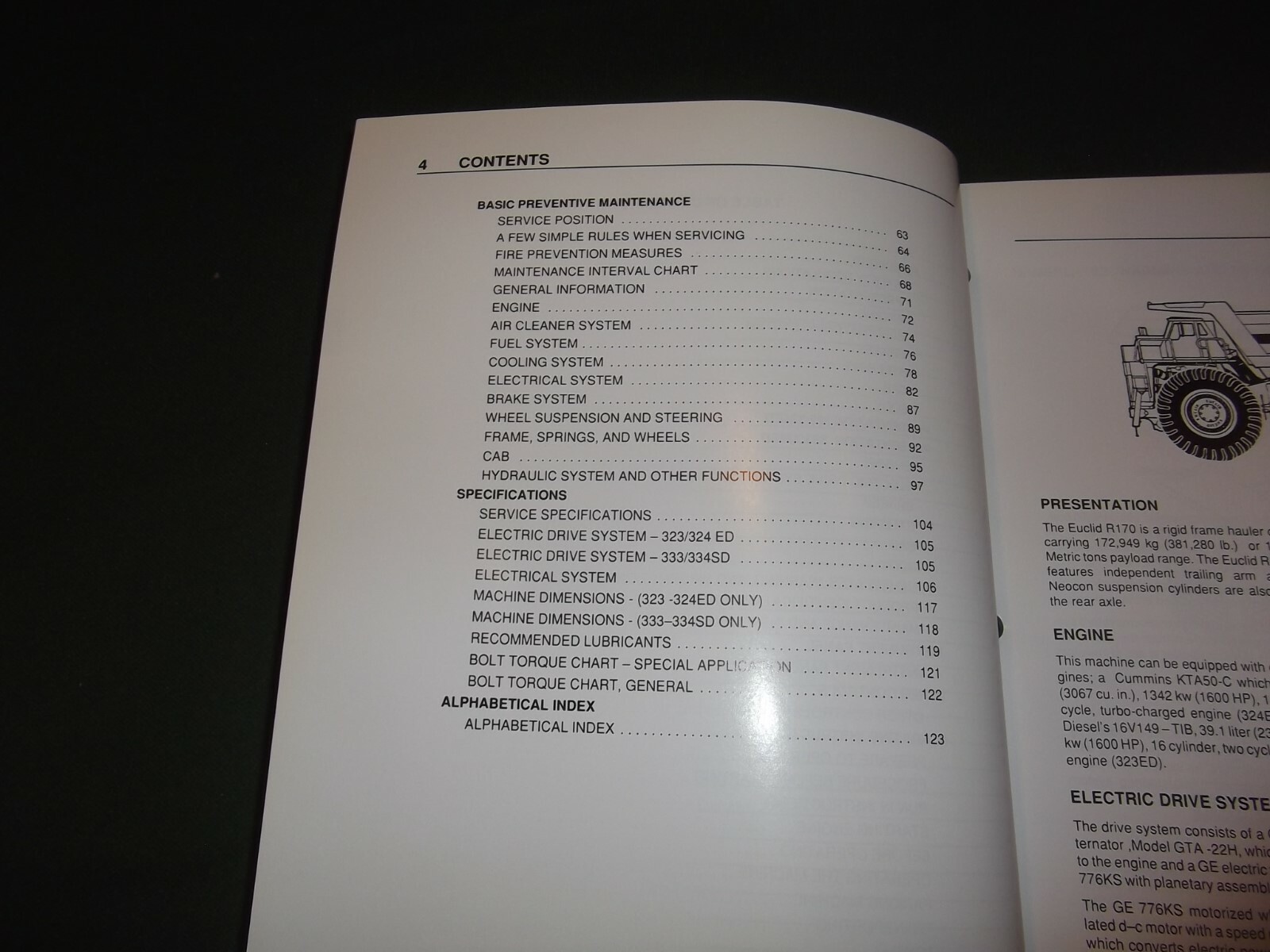 EUCLID VME R170 R190 DUMP TRUCK OPERATOR OPERATION & MAINTENANCE MANUAL ...