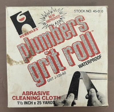 NOS Hercules Plumbers Abrasive Sanding Cloth Roll 1.5" x 25 Yards 120 ...