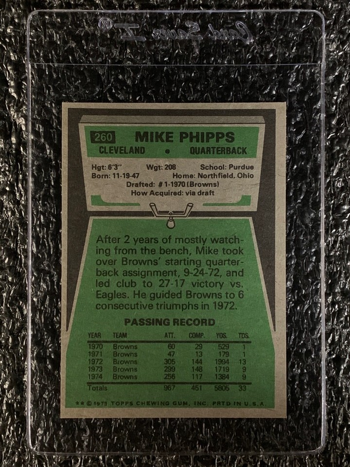1975 Topps Football #260 Mike Phipps EX/MT | eBay