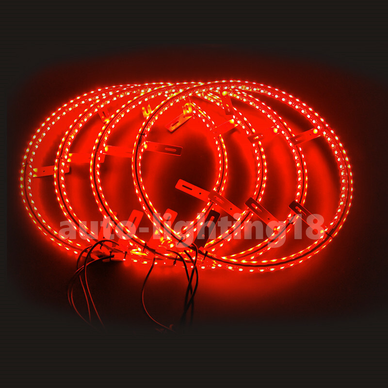 17" Double Row RGB LED Wheel Rings Light APP sync remote illuminated ...