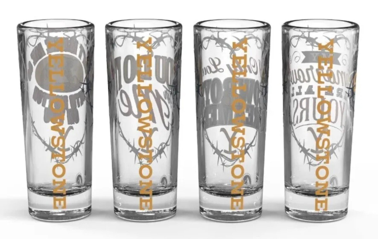 Yellowstone Authentic Mini Glass Set Shots 2oz Set of 4 Zak Designs ...