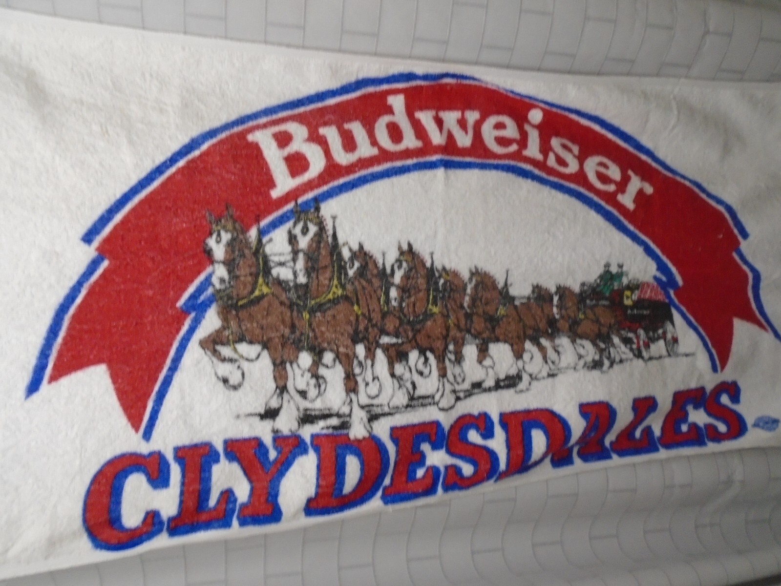 BUDWEISER Clydesdales Beach Towel Anheuser Busch 55x29 VTG 1981 | eBay