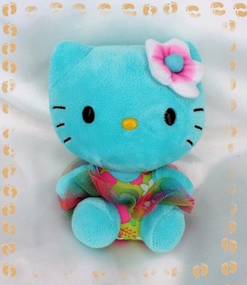 Peluche Doudou HELLO KITTY Bebé Bleu Turquoise Shimmer Ty | eBay