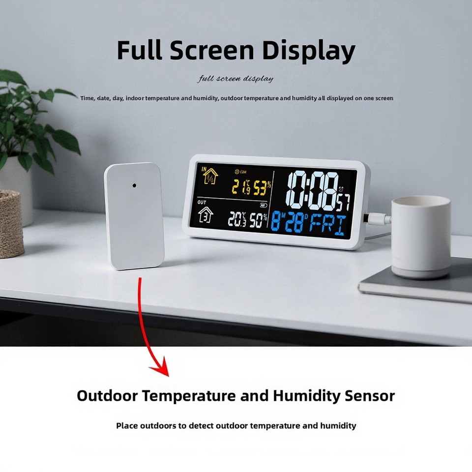 Thermometer Sensor LCD Digital Clock Temperature Humidity Single Screen ...