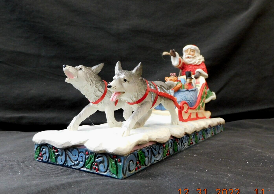 NIB Jim Shore 'Merry Mushing' Dog Sledding Santa 2022 Figurine #6010826 ...