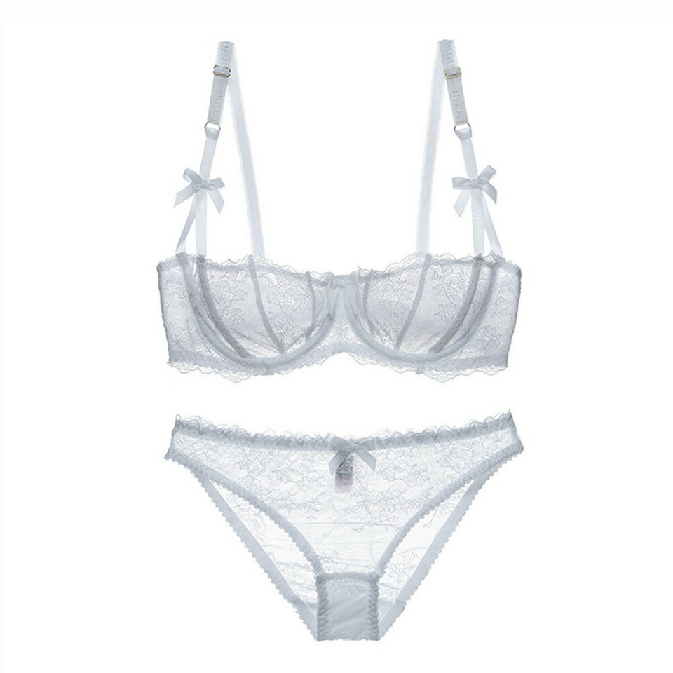 Half Cup Womens Bras Set Floral Lace Brassiere Unlined Sexy Lingerie AA ...