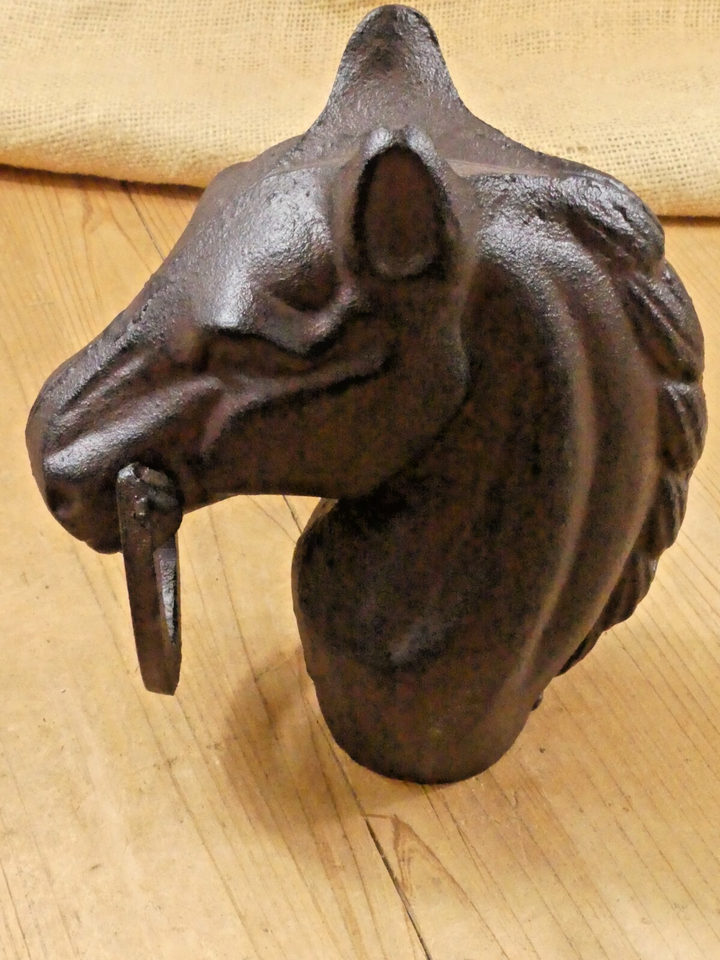 HORSE HEAD HITCHING POST W/ RING STABLE BARN FARM RANCH EQUESTRIAN ...