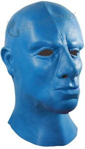 BLUE LATEX HOOD THICK HEAVY RUBBER MASK MALE MASCULINE BLUE MAN ...