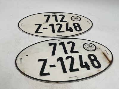 VTG Matched Pair 1960s West German License Plate ZOLLAMT WOLFSBURG 712 ...