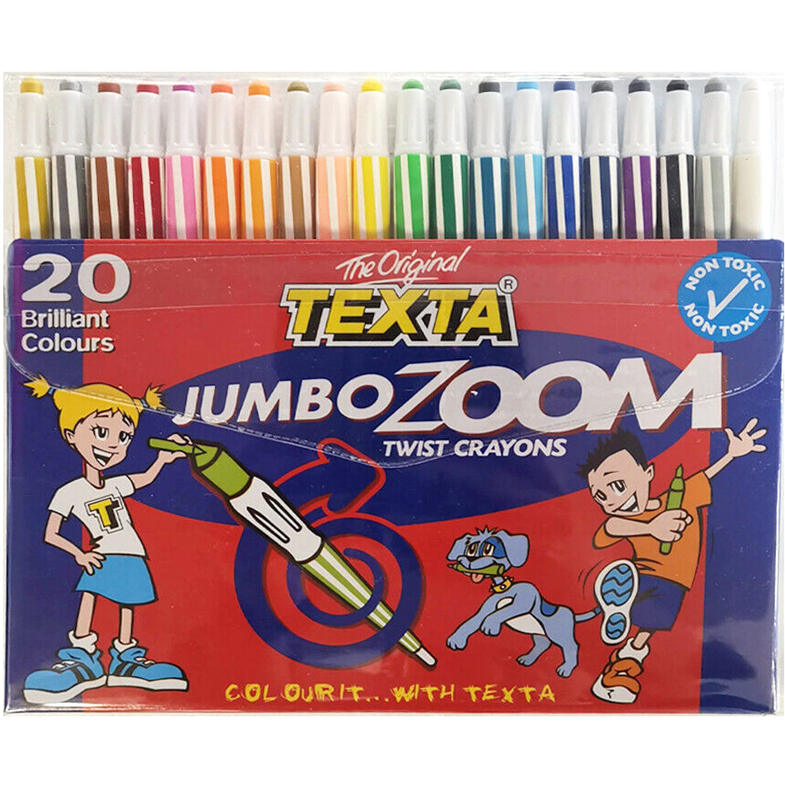 NEW IN PACK 20x Texta Jumbo Zoom Twist Crayons Art Craft Kids Drawing ...