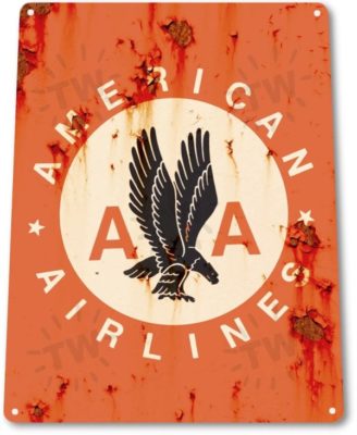 American Airlines AA Logo Jet Airplane Retro Vintage Wall Decor Metal ...