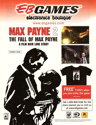 Framed: Max Payne 2 The Fall of Max Payne EB Games Promo Ad Art Print ...