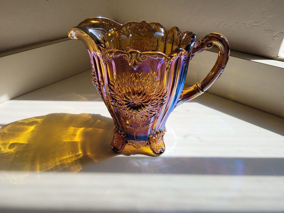 Mosser Glass Water Tea Lemonade Drink Pitcher Dahila Amber Carnival | eBay