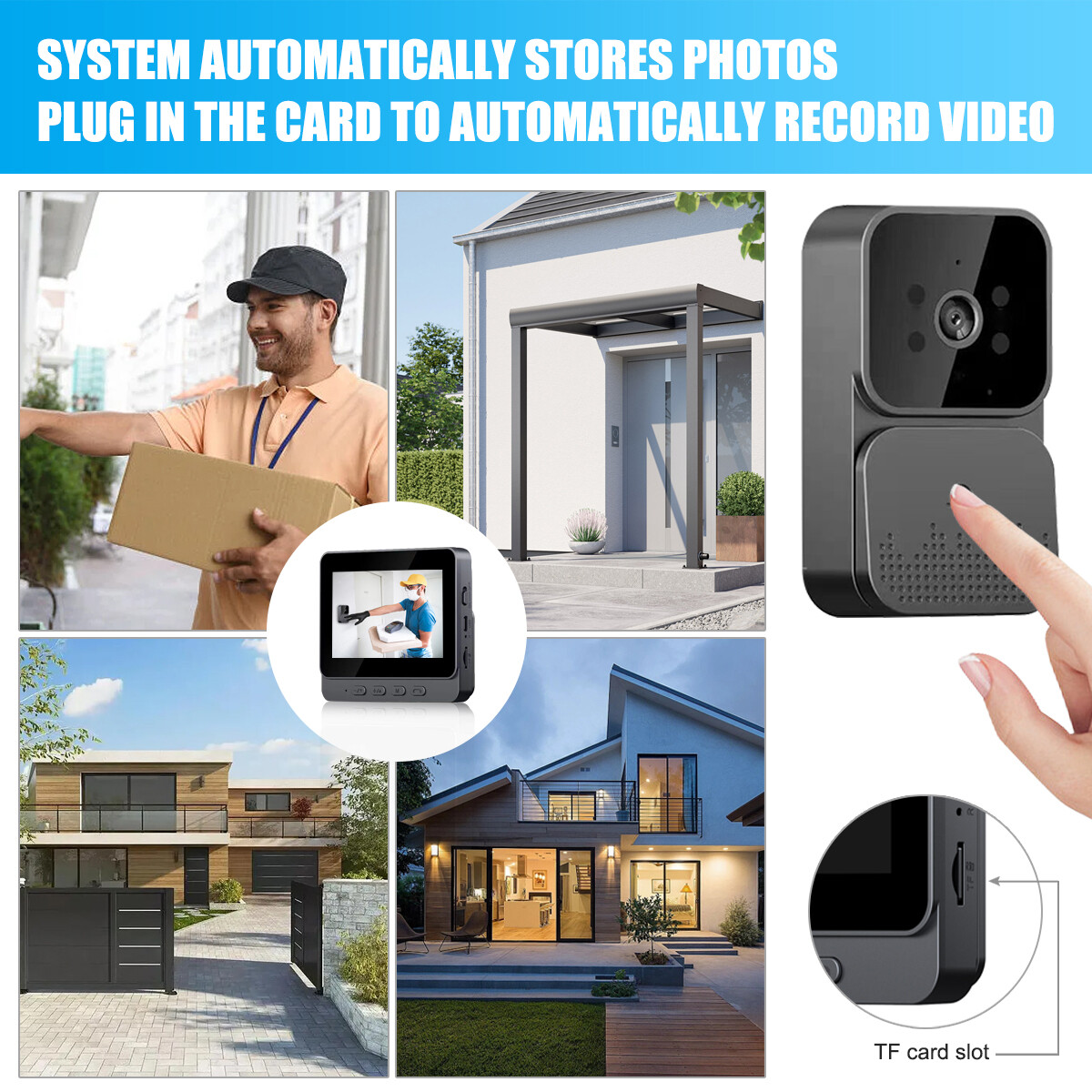 4.3" Screen Wireless Video Doorbell Phone Security Camera Door Bell ...