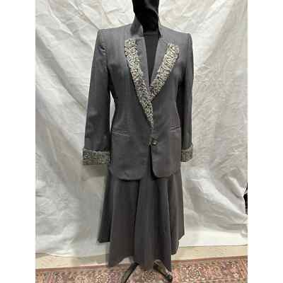 Vintage George Simonton Gray Wool Suit with Persian Lamb - Size 6 | eBay