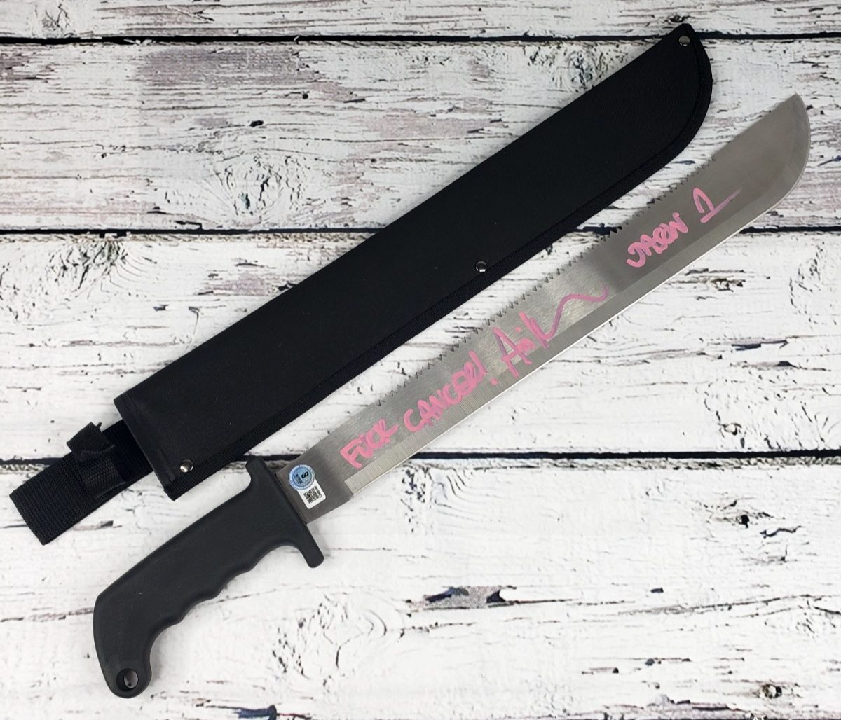 Friday The 13th Ari Lehman Signed Machete "F**k Cancer!" Beckett ...