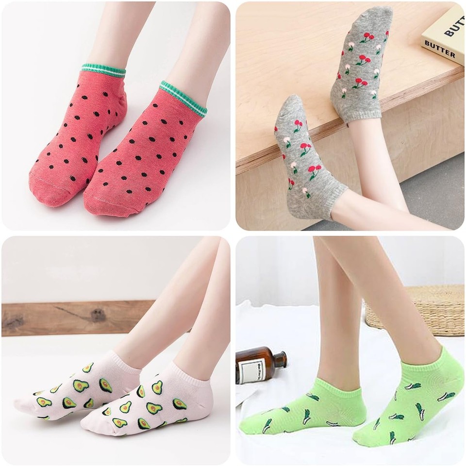 Glamorstar 5 Pairs Ankle Socks for Women - Cotton Low Cut Cute No Show ...