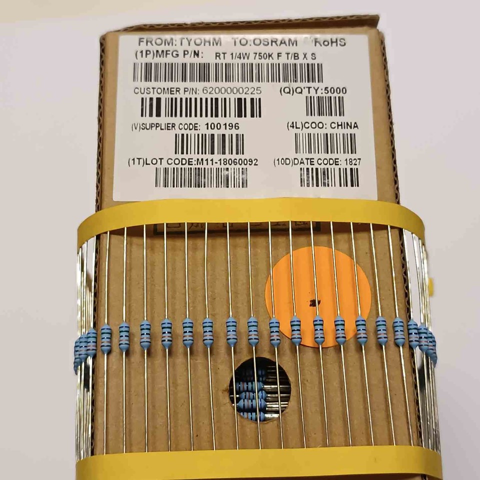 RT1/4W750K FT/BXS 750K 1/4W RESISTOR (5000 PCS) | eBay