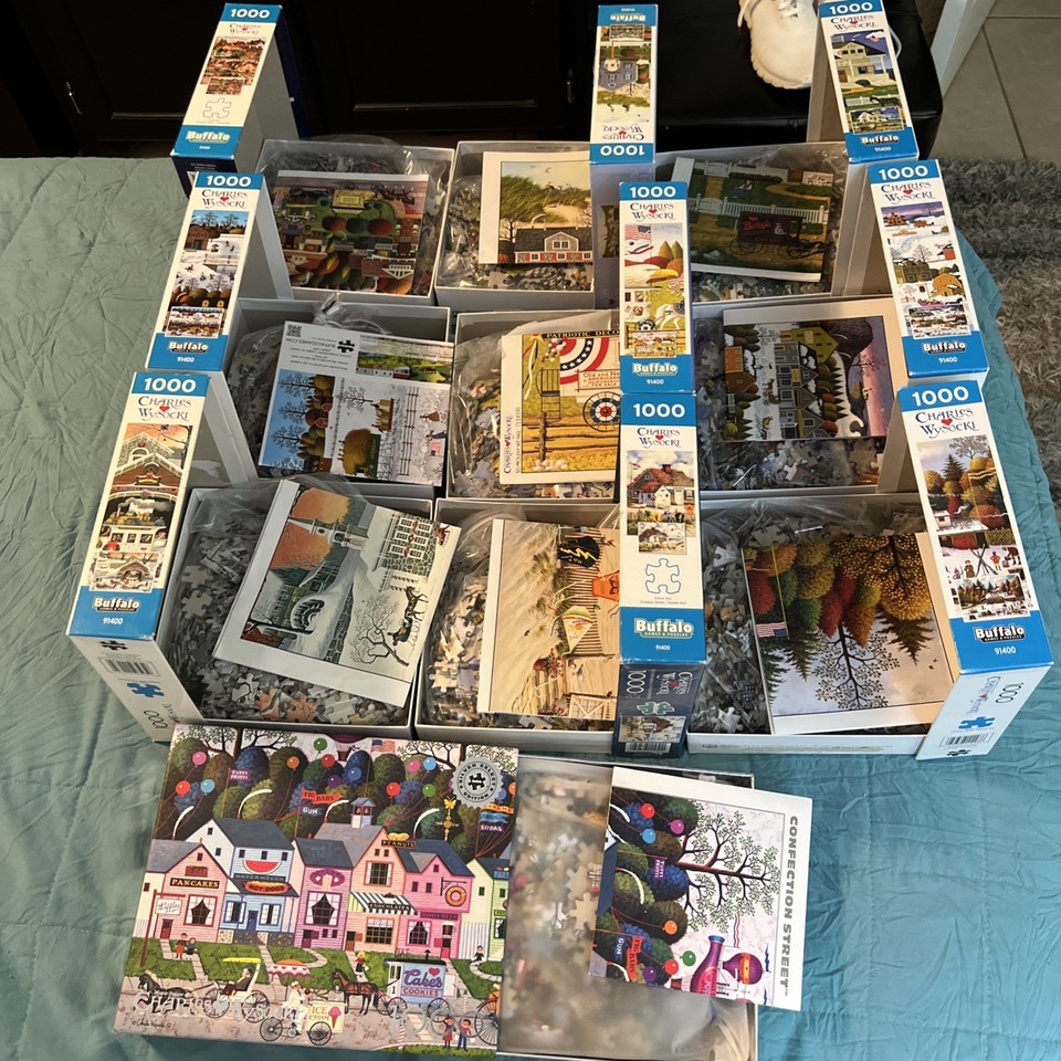 Lot of 10 Charles Wysocki 1000 Piece Puzzles ALL COMPLETE and include posters! | eBay