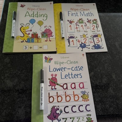 Usborne Wipe Clean Books, Pre-k Preschool (3 Books) math, Lowercase ...