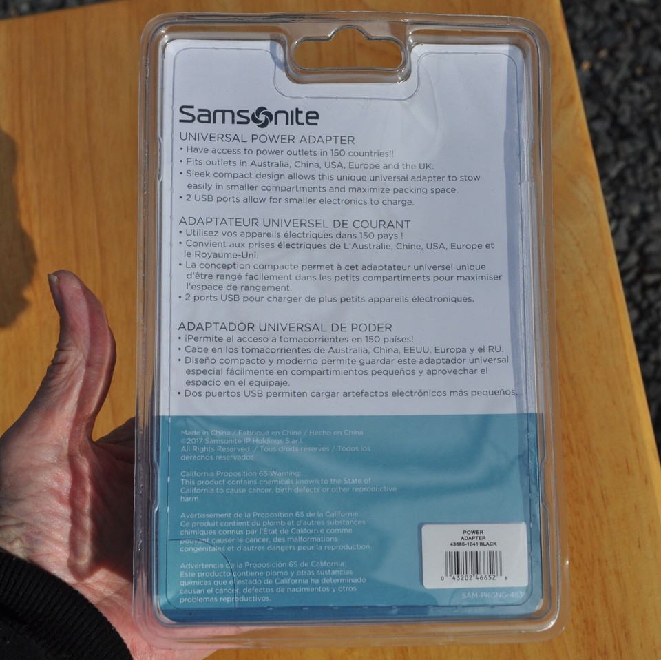 Samsonite Universal Power Adapter - Includes 2 USB Ports - Travel 150 ...
