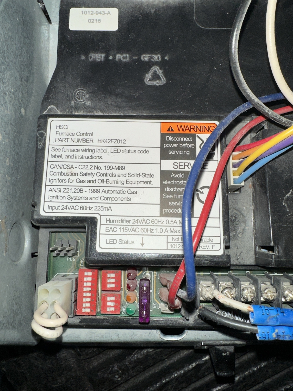 Bryant control board part number HK42FZO12 hot surface control ...