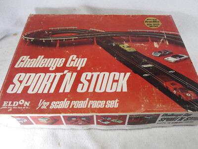 Vintage 1968 Eldon Challenge Cup Sport 'N Stock 1/32 road race set | eBay