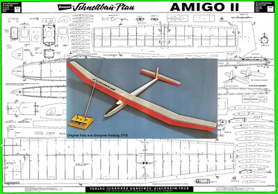 Graupner Model Airplane Plans (RC): AMIGO II 80" Wingspan Glider ...