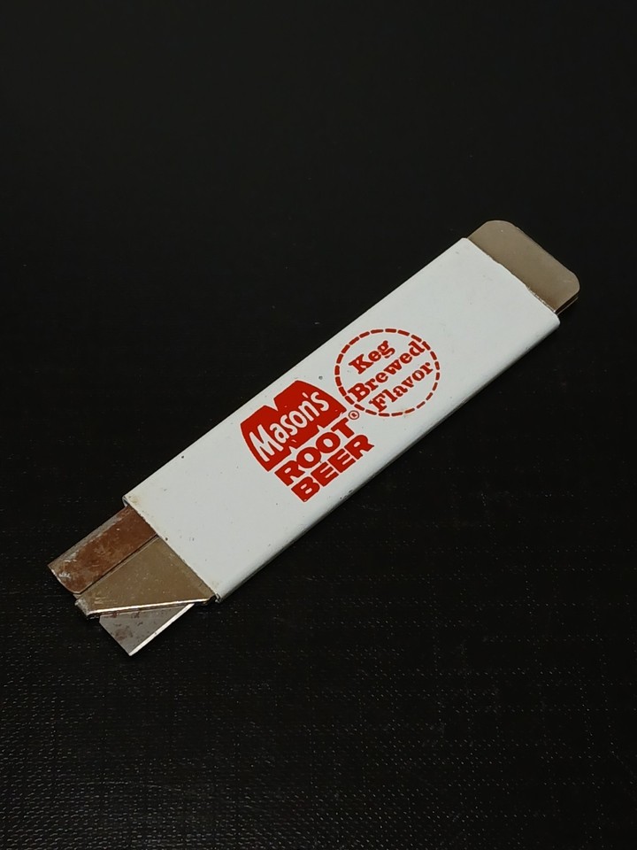 HTF Vintage Mason's Root Beer Box Cutter Slide Out Knife Blade Soda ...