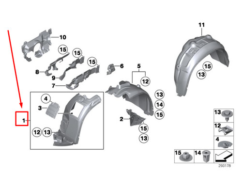 NEW BMW X1 E84 FRONT LEFT INNER FENDER FRONT PART 51717290159 7290159 ...