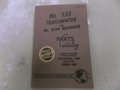 Caterpillar Cat 933 Traxcavator Excavator Parts Catalog Manual 11A2596 ...