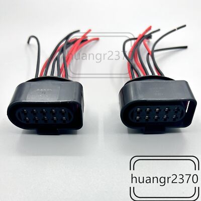 Headlight Pigtail Plug Connector For VW AUDI PORSCHE 10 Port 10 Pin 1J0 ...