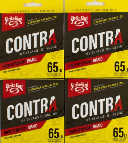 (LOT OF 4) STRIKE KING CONTRA BRAIDED LINE 65LB 150YD LPCB150-65G GREEN ...