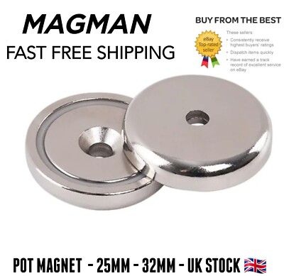 Neodymium Pot Magnets Super Strong Pull Force Various Magnet Size Fast ...