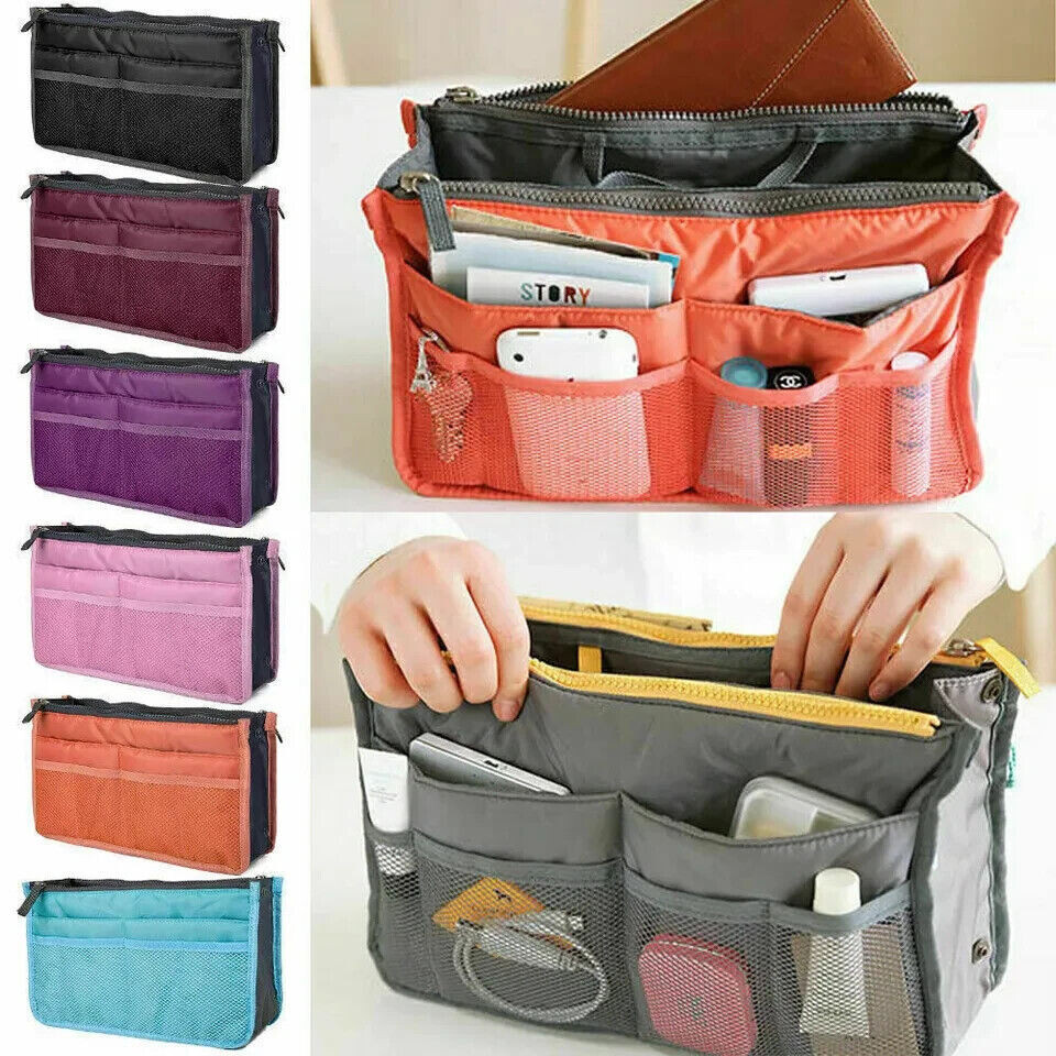Ladies Travel Bag Handbag Organiser Insert Liner Purse Large Tidy Pouch ...