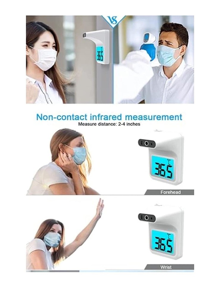 Wall-Mounted No-Contact Infrared Thermometer with Fever Alarm & LCD ...