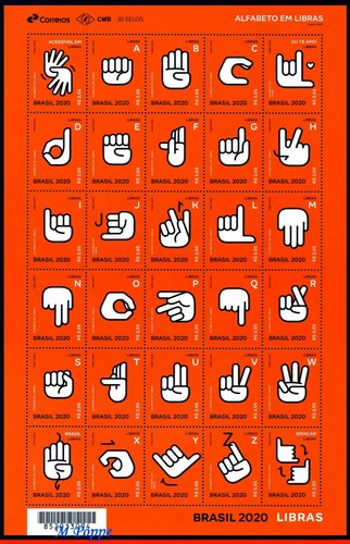 20-13 BRAZIL 2020 ALPHABET IN LIBRAS, SIGN LANGUAGES, DISABLED PERSON ...