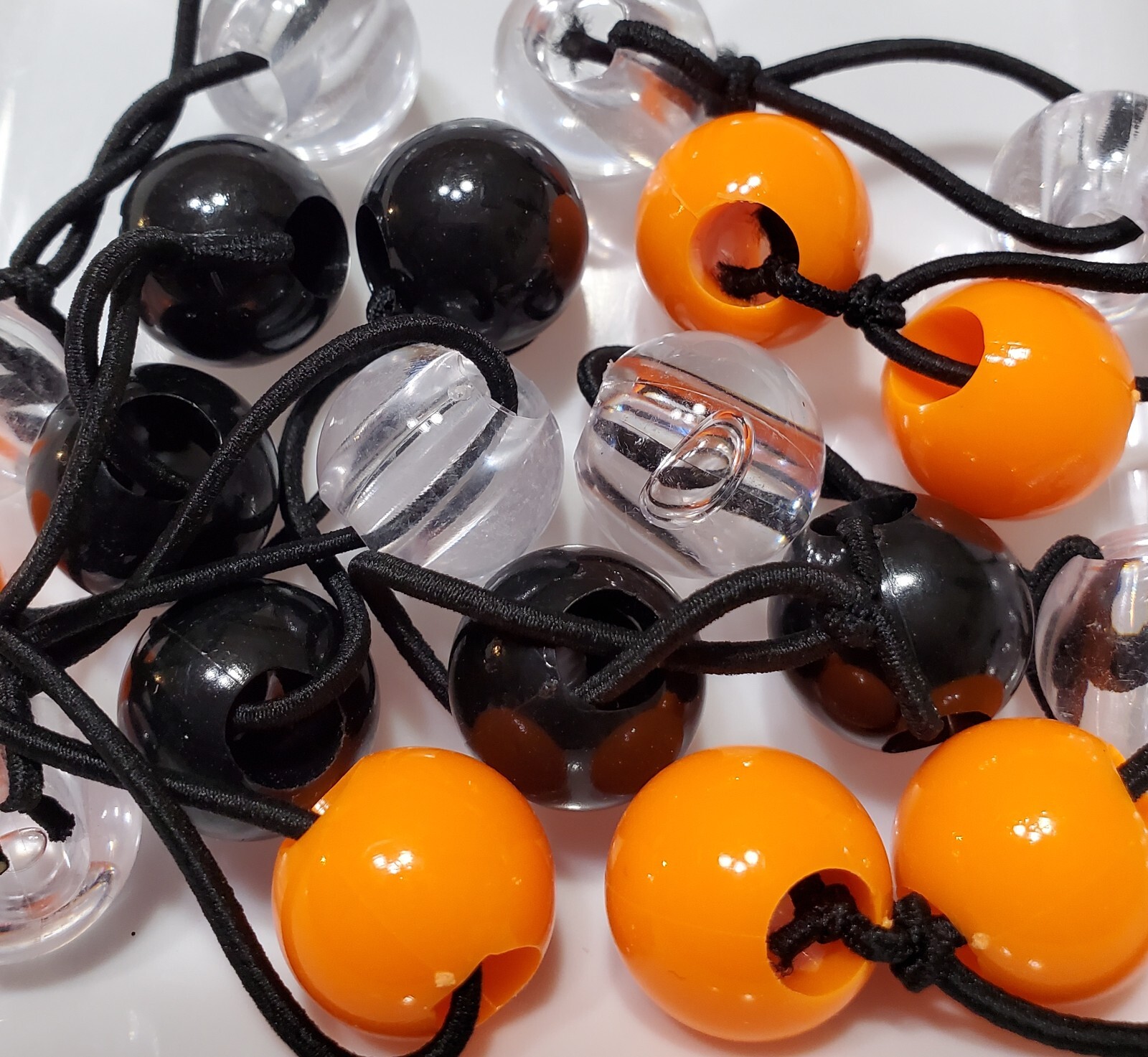Halloween Black orange hair tie Scrunchie Balls Ponytail Holder BEAD ...