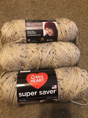 Red Heart Super Saver Yarn BUFF FLECK 3-pack Lot Acrylic New | eBay