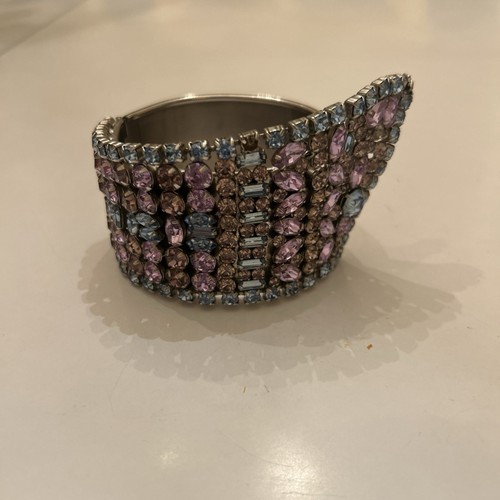 Multi-colored Rhinestone Cuff Bracelet Art Deco Vintage Unique | eBay