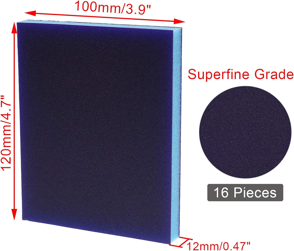 16Pcs Sanding Sponge, 220 Grit Washable Sponge Sand Blocks, Wet and Dry ...