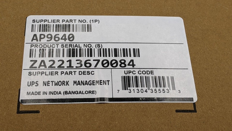 OPEN BOX AP9640 APC Schneider Electric UPS Network Management Adapter ...