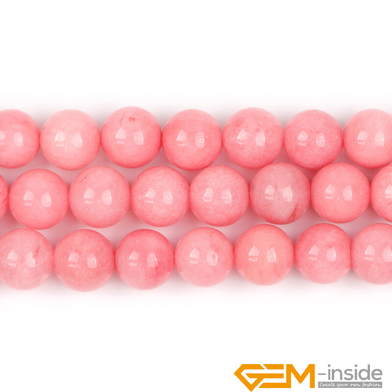 Pink Jade Gemstone Round Beads For Jewelry Making Strand 15" 6mm 8mm ...