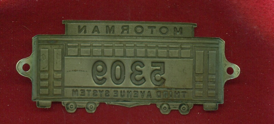 Trolley Car Motorman Cap Hat Badge Railroad Third Avenue System N.Y.C ...