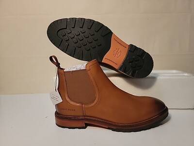 COLE HAAN MEN'S BERKSHIRE LUG BRITISH TAN LEATHER CHELSEA BOOTS C38745 ...